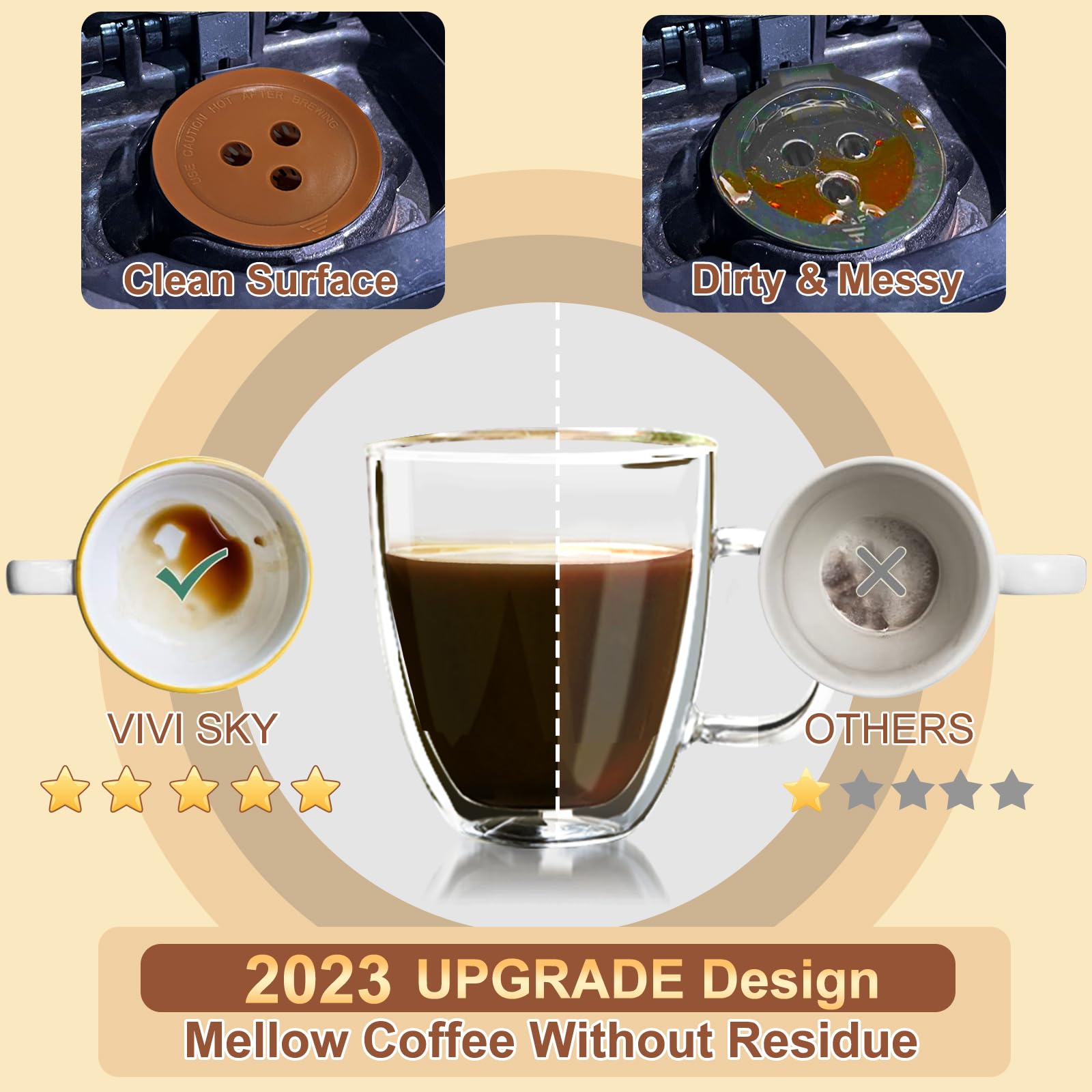 Reusable Coffee Filter for Ninja Coffee Maker, 2 Pack K Cups Reusable Coffee Pod #4 Cone Coffee Maker Filter Stainless Steel for Ninja DualBrew Pro Coffee Maker CFP201 CFP300(1 Cone Filters; 2 K Cups)