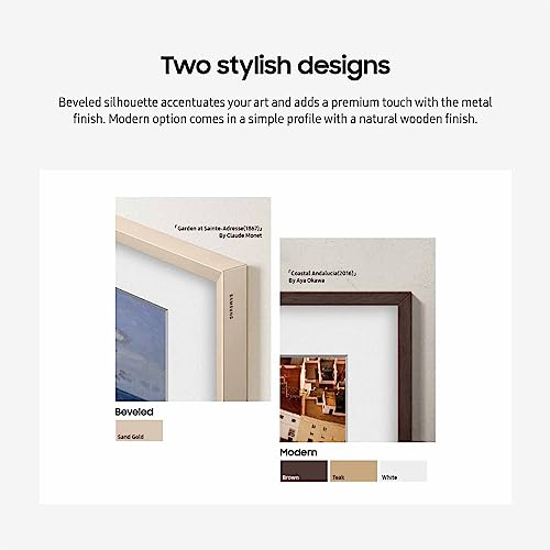 SAMSUNG 75” The Frame TV Customizable Bezel, Magnetic, Quick and Easy Installation, VG-SCFC75SGMZA, 2023, Sand Gold Metal