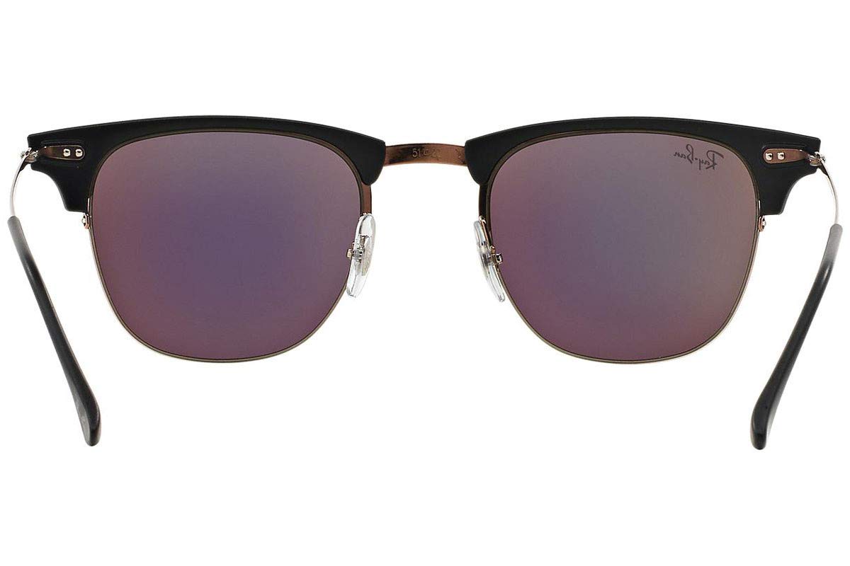 Ray-Ban Men's RB8056 Titanium Square Sunglasses, Shiny Light Brown/Green Mirror Green, 49 mm