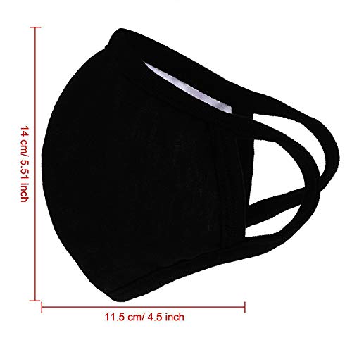 Soft Comfty Fabric Mouth Cover Unisex Washable and Reusable Cotton Warm Cloth Face Mask - with Nose Wire Black
