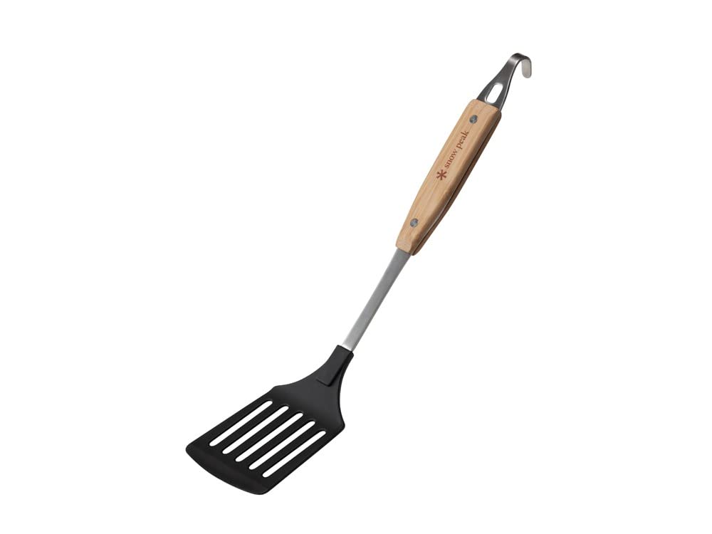 Snow Peak's Nylon Turner, CS-216, Stainless Steel, Nylon, Bamboo, Made in Japan, Lifetime Product Guarantee, Cooking Utensil, One Size