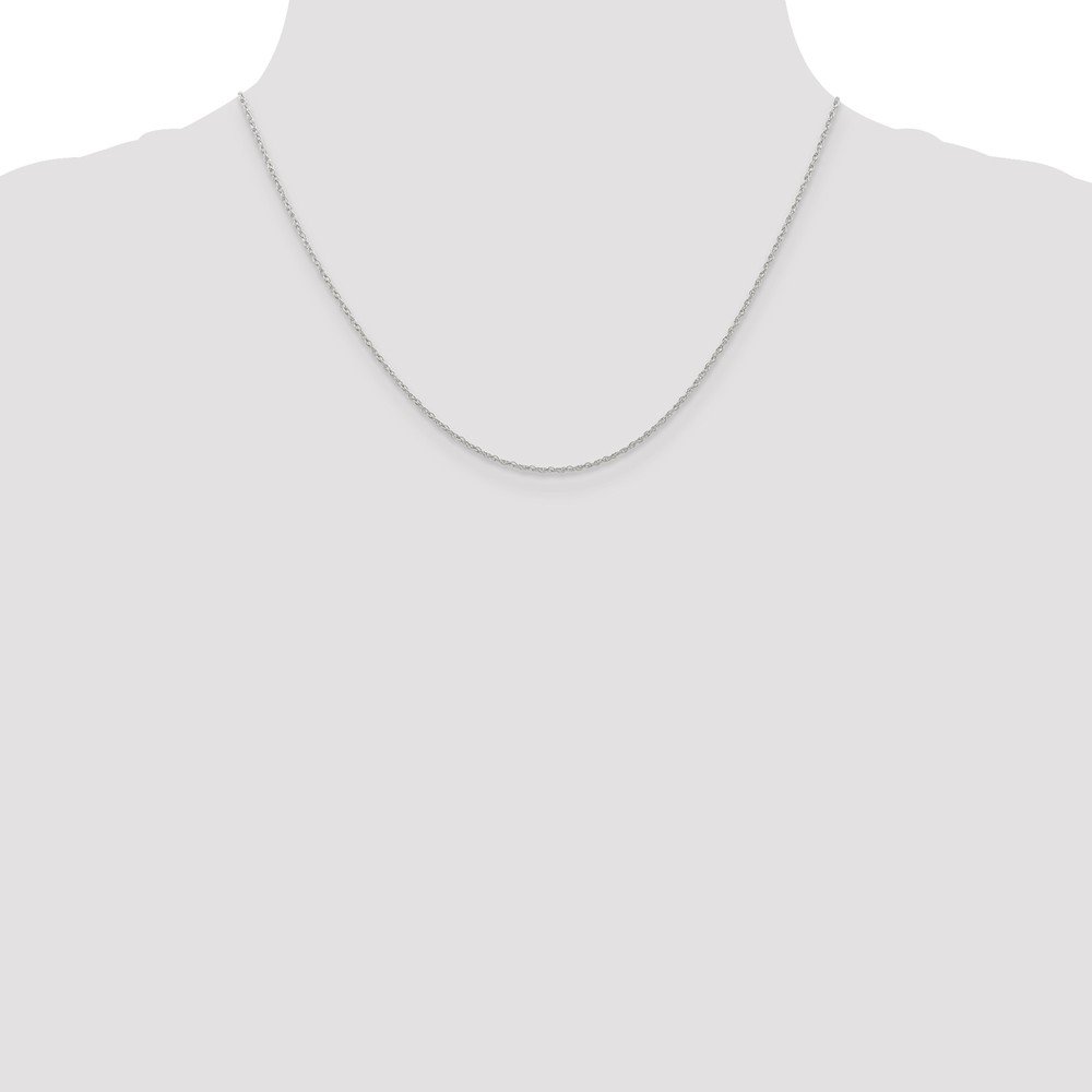 Solid 14k White Gold .7mm Carded Cable Rope Chain Necklace 18"