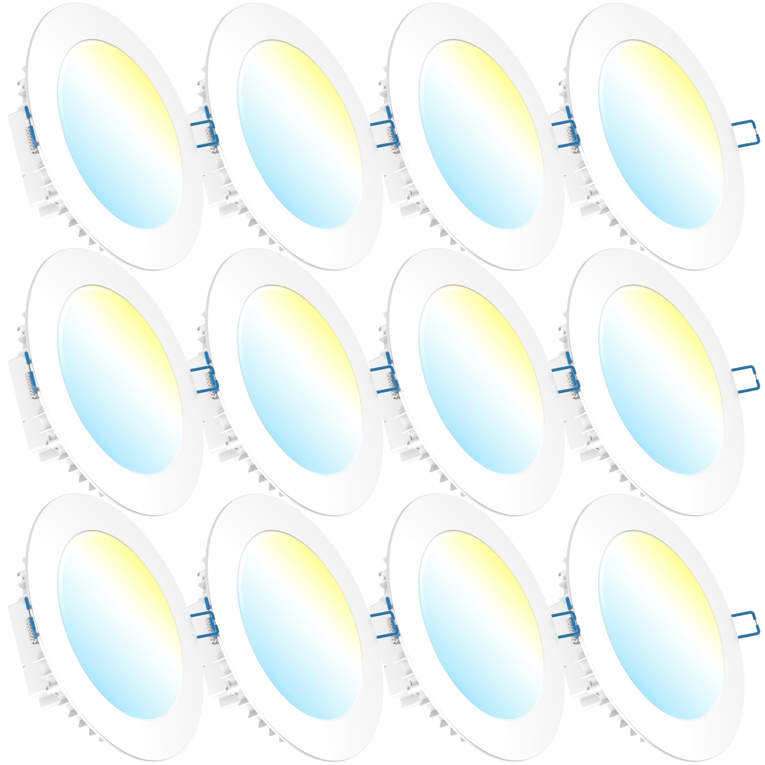 Sunco Lighting 12 Pack 6 Inch Ultra Thin LED Recessed Lighting Ceiling Lights Slim 3000K Warm White 14W Equivalent 100W Damp Rated Dimmable Canless Integrated Junction Box ETL Energy Star