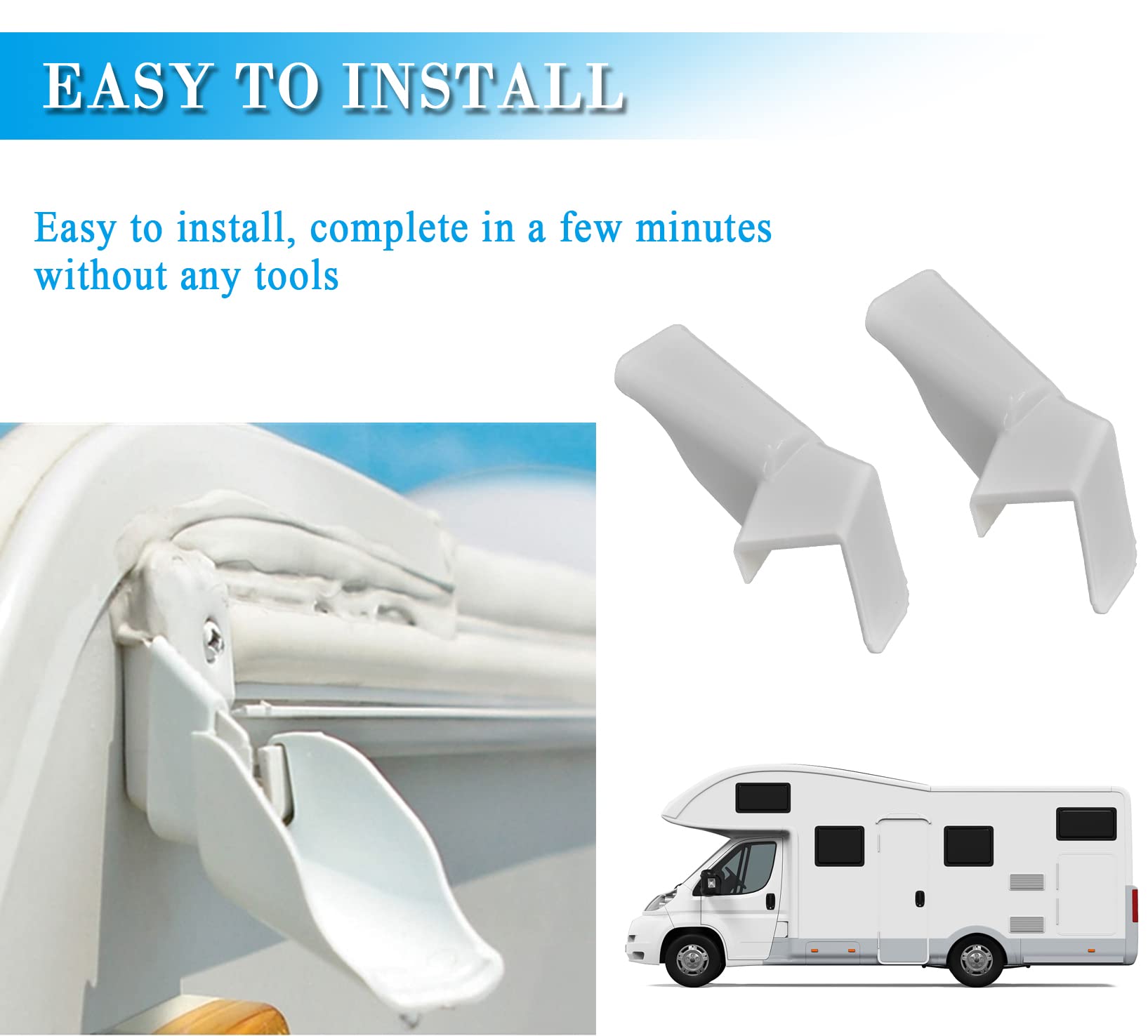 RV Gutter Spouts, White Rain Gutter Extensions to Protect The Top of RV in Rainy Days, Reduce Dirt and Black Streaks on Your RV(4 Left & 4 Right)