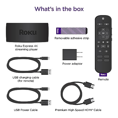 Roku Express 4K Pro with Voice Remote Pro - Roku Streaming Device 4K/HDR, Rechargeable Roku Remote, Hands-Free Controls, Lost Remote Finder, Free & Live TV - Amazon Exclusive