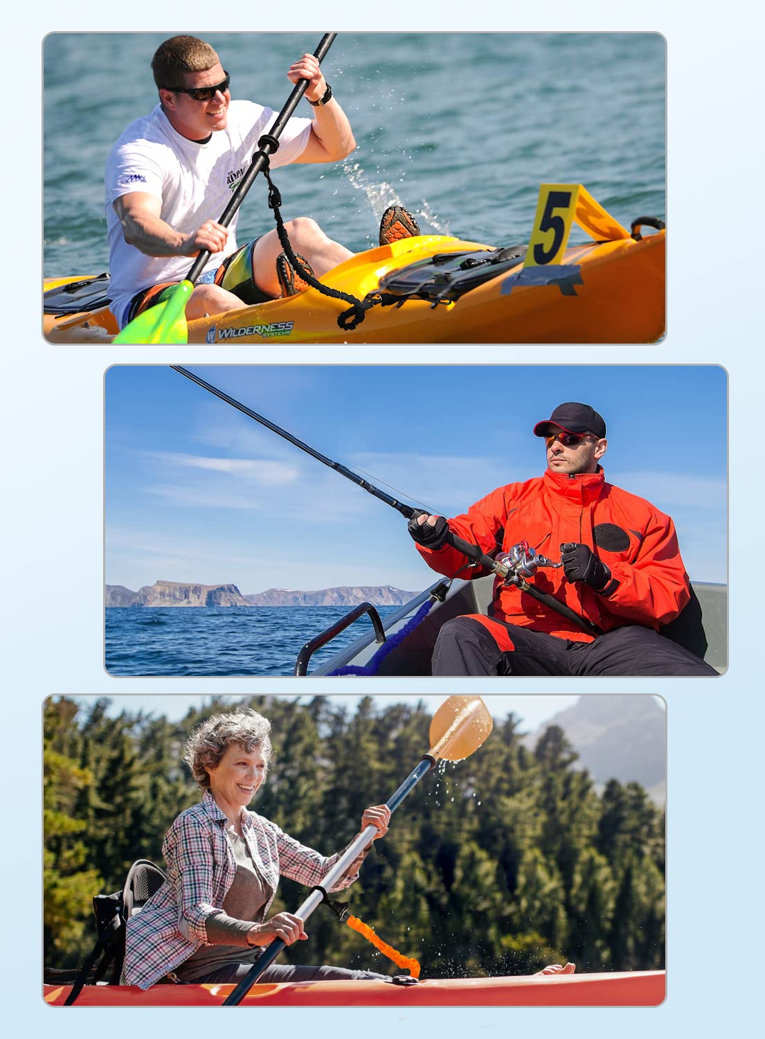 VNVM Kayak Paddle Leash 2 Pack, Paddle Leash Lightweight Coiled Kayak Rod Leashes for SUP Kayaking Canoing Fishing Boating