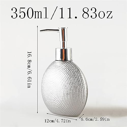 Soap Dispenser Shell Shape Soap Dispenser for Bathroom Sink, Ceramic Soap Pump, Silver Soap Bottle for Shampoo Lotion Dish Soap (350 Ml/11.83 Oz) Soap Pump Bottles
