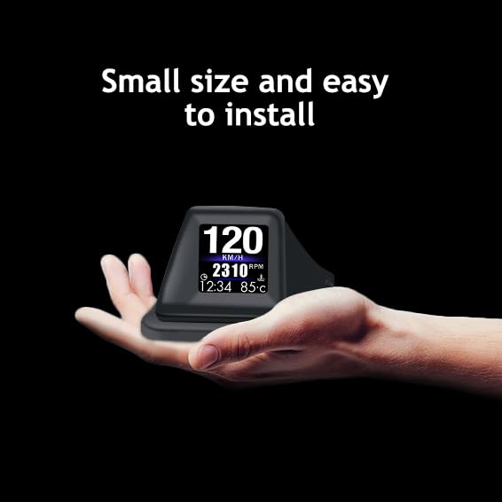 Geloo Car HUD Head Up Display, OBD2 HUD Display with OBDII GPS Dual System OBD2 Speedometer Gauge 8 Modes Multifunction Gauge Dashboard Display Smart Gauge can Installed Dashboard or A-Pillar Trim