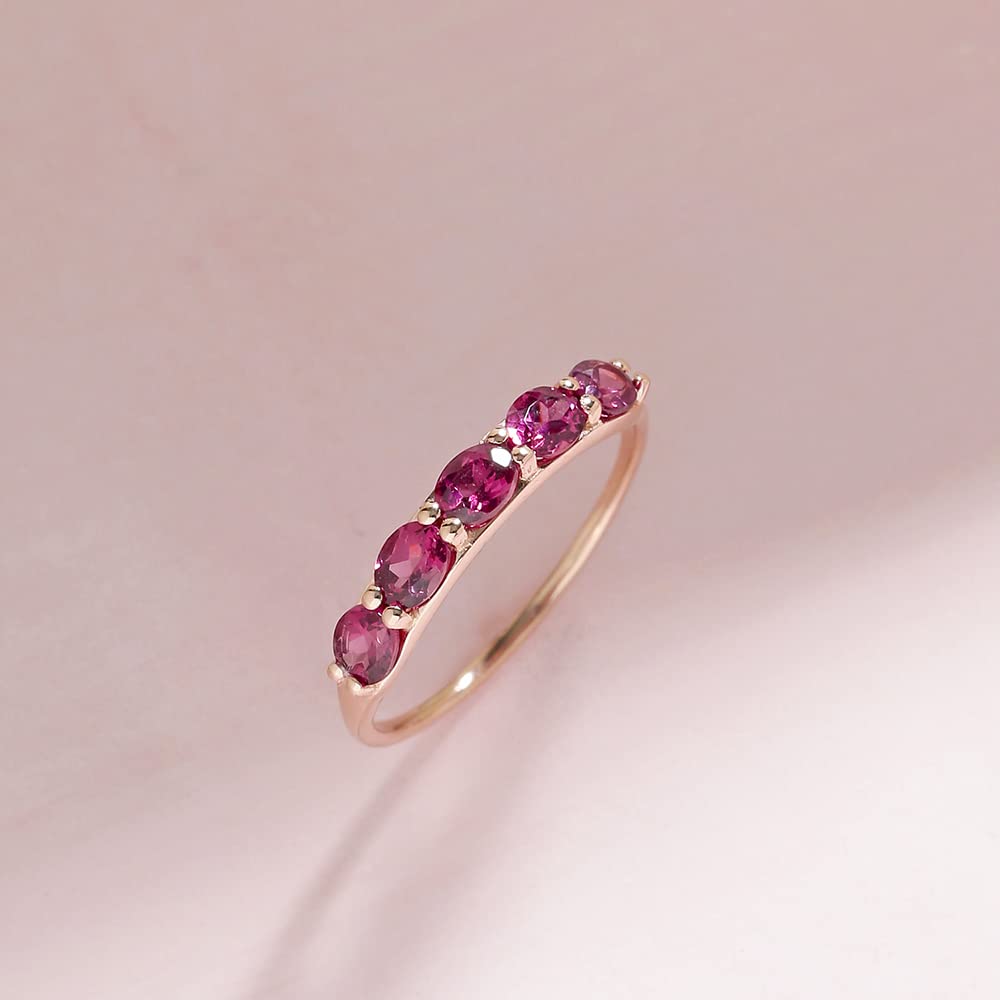 YoTreasure 1.05 ct. t.w. Rhodolite Garnet 10kt Rose Gold Eternity Band Ring