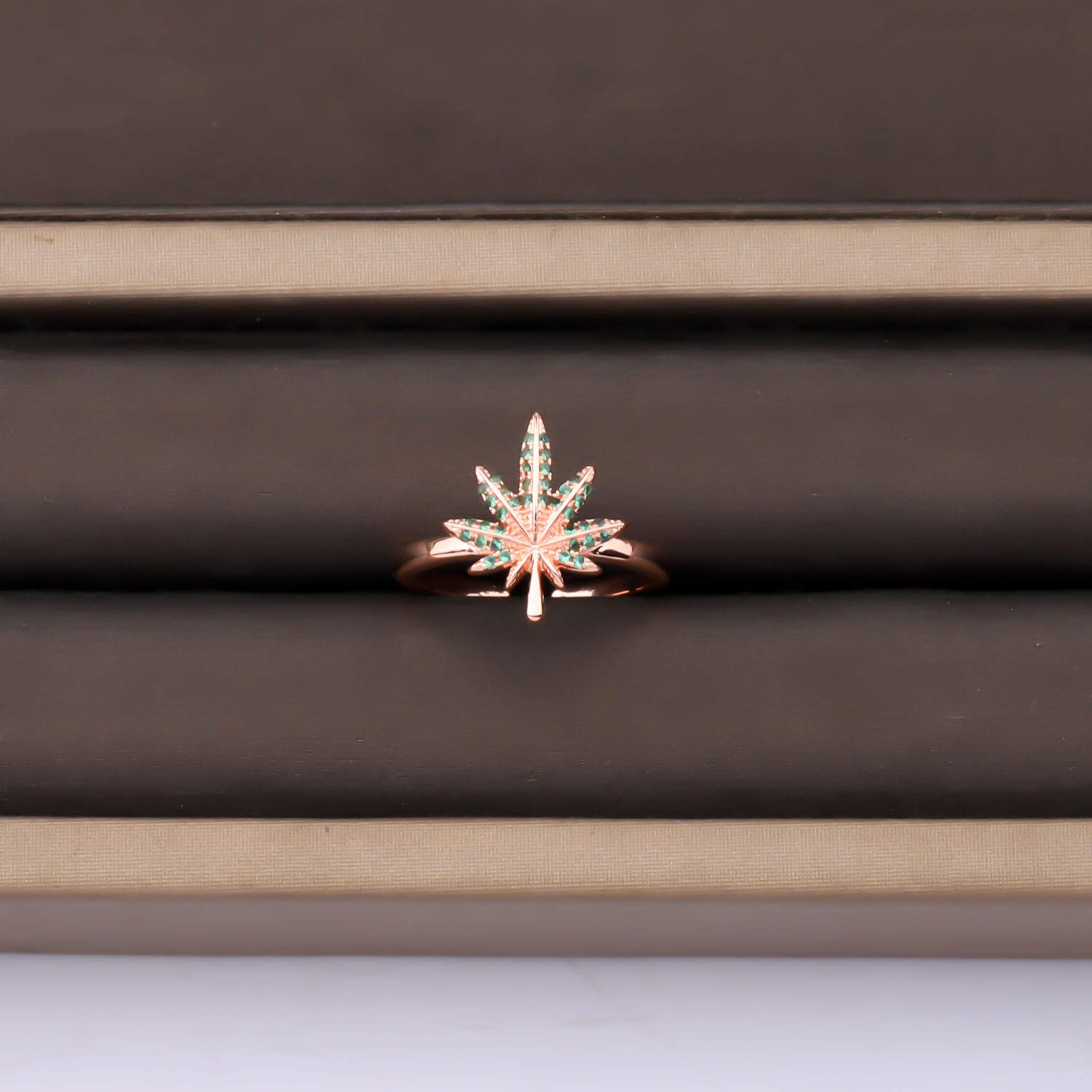 TGBJE Cannabis Leaf Ring Cannabis Gift Cannabis Weed Gift Cannabis Lover Gift Marijuana Gift (RG G-weed)