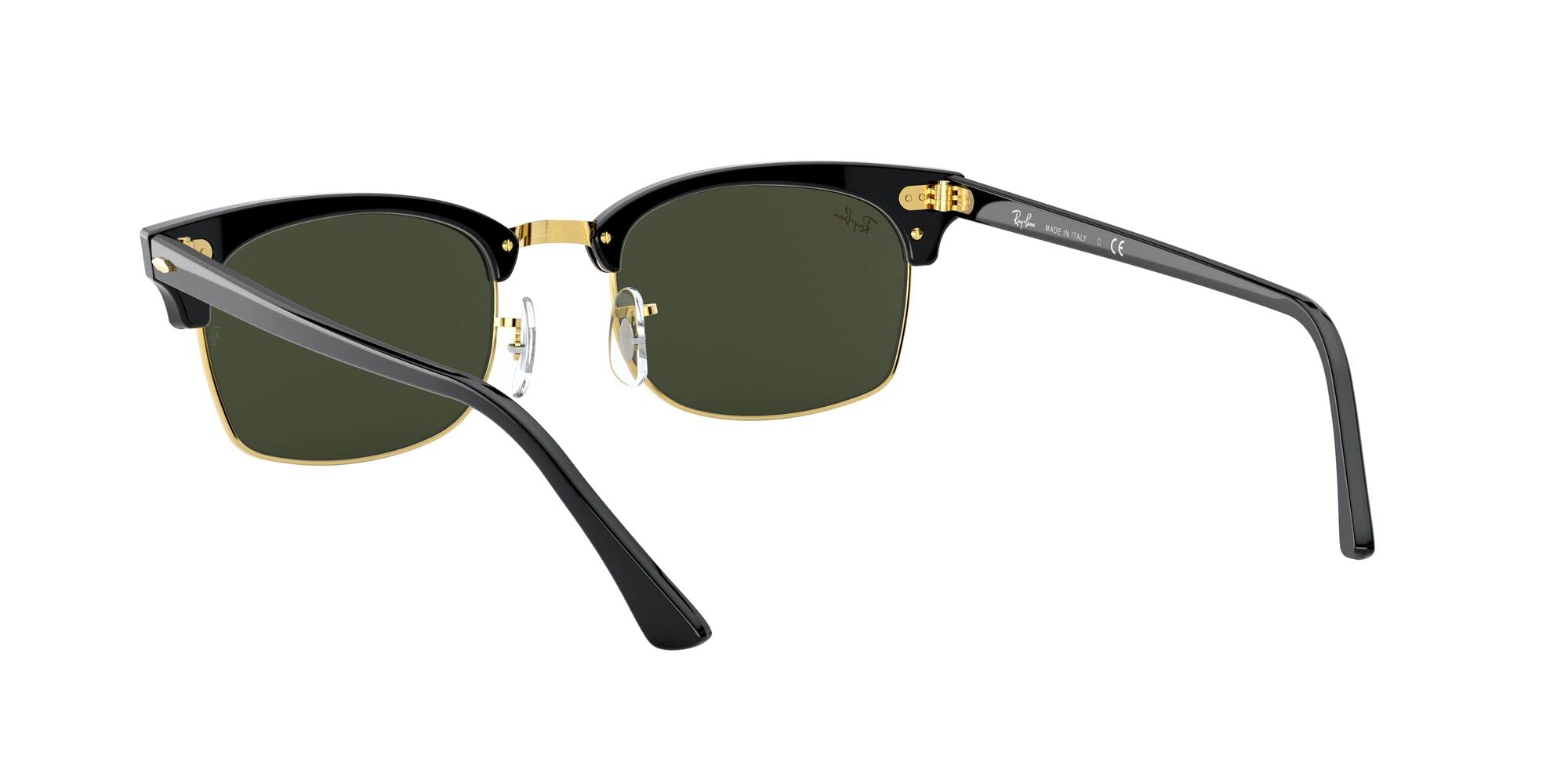 Ray-Ban RB3916F Clubmaster Square Low Bridge Fit Sunglasses, Black/G-15 Green Polarized, 55 mm