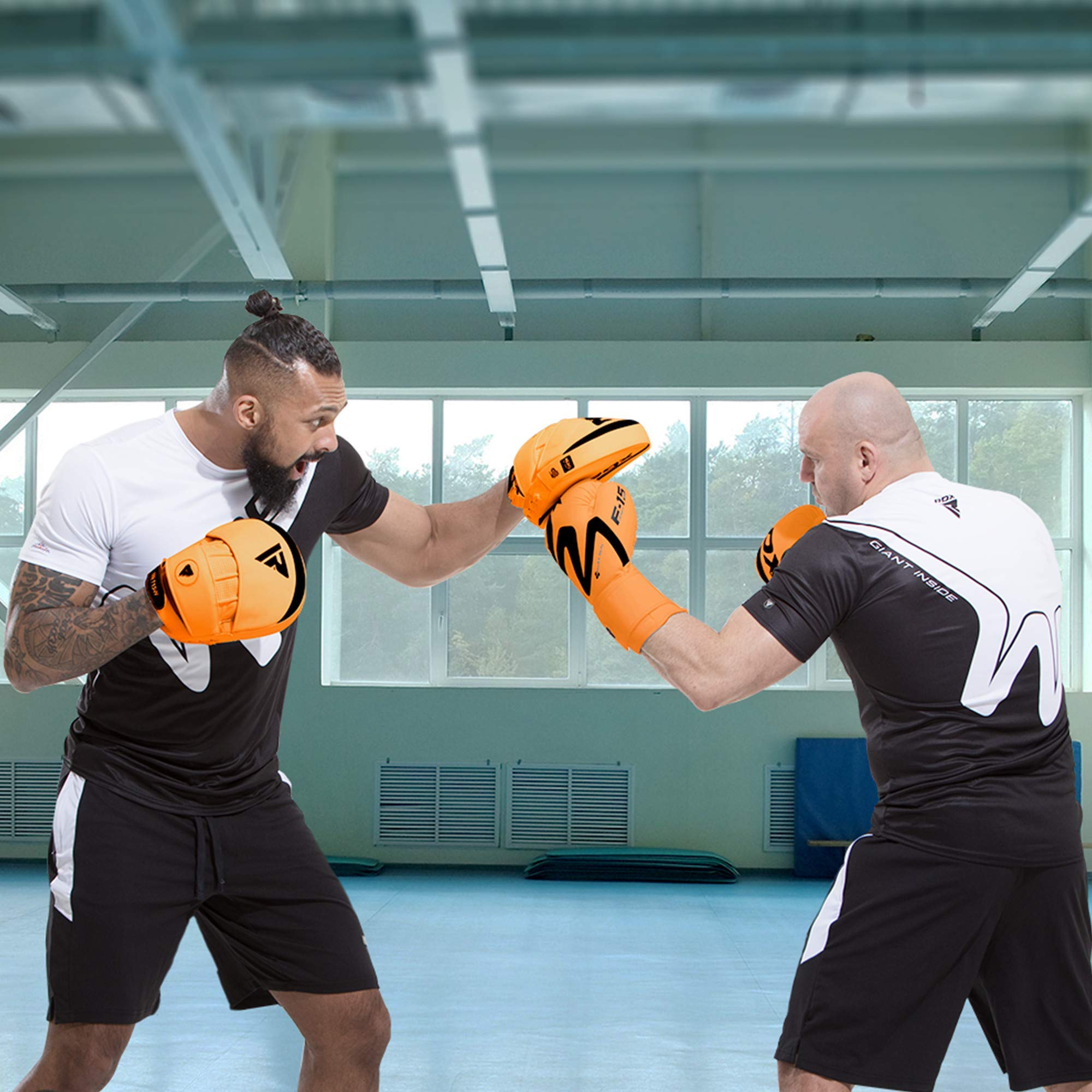 RDX Boxing Pads and Boxing Gloves Set, Hook and Jab Target Focus Mitts with Punching Gloves, Hand Pads for Muay Thai, Kickboxing, Martial Arts, Karate, MMA Training, Padded Coaching Strike Shield