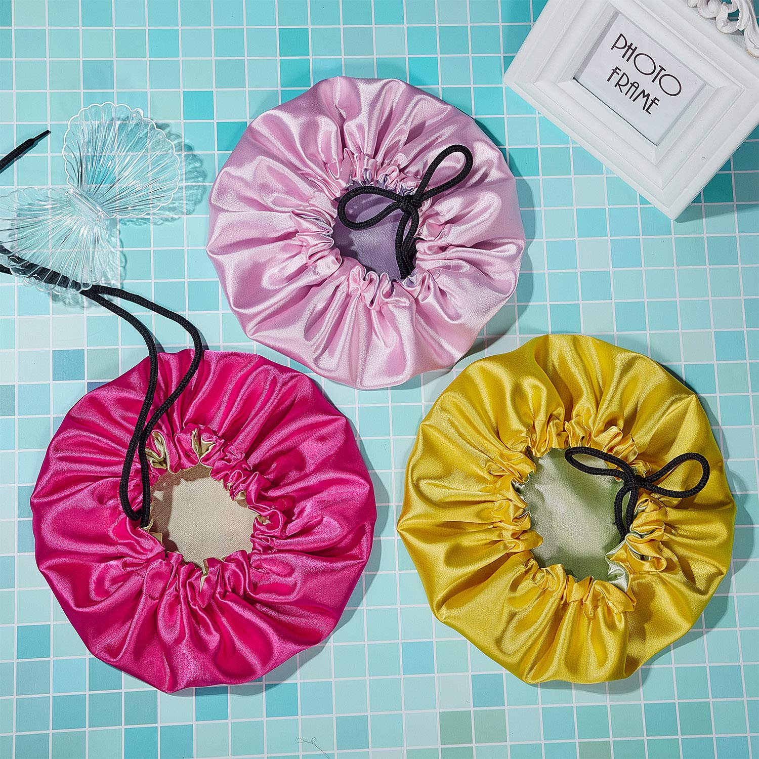 SATINIOR 3 Pieces Kids Satin Bonnet Adjustable Sleeping Cap Reversible Satin Cap for Teens Toddler Child (Classic Color)