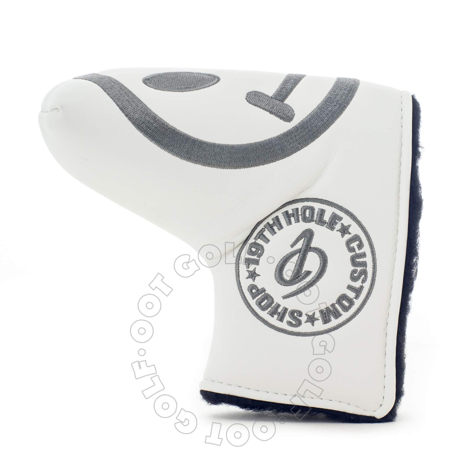 Smile Face Golf Headcover for Blade and Midsize Mallet Putter, White, Head Cover
