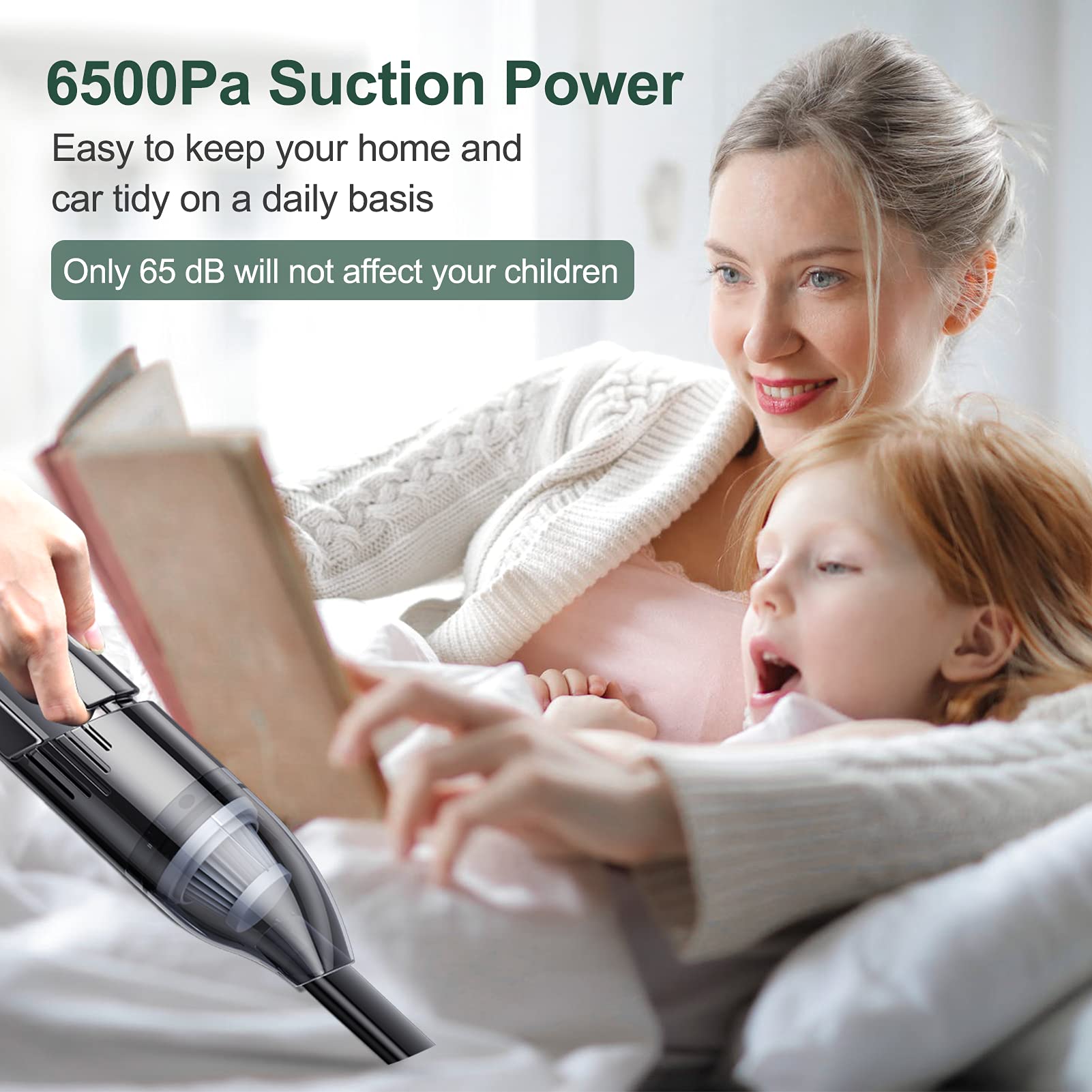 UPFOX Handheld Vacuum Cleaner Cordless - Mini Car Vacuum Cleaner Rechargeable for Car, Home, Office, Pet Hair Travel Cleaning (Black)