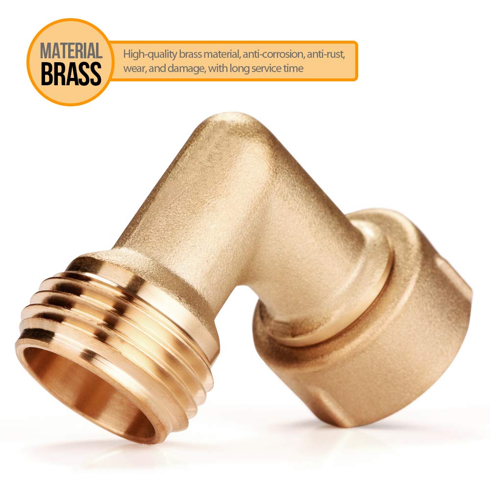SnowyFox 2PCS RV 90 Degree Water Hose Elbow - 90 Degree Hose Elbow for RV, 3/4-11.5NH Hose Thread Connection for RV Outdoor Tap Washing Machine Hose Fitting