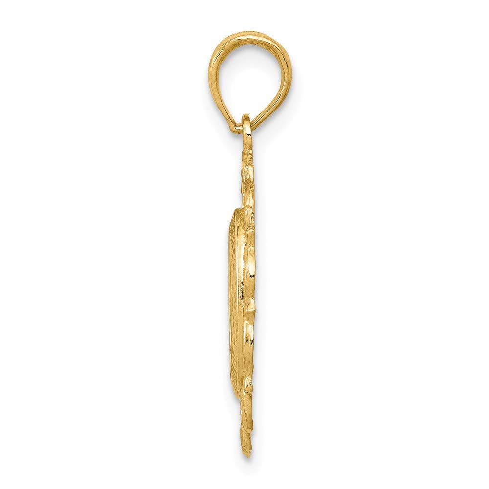 Solid 14k Yellow Gold Oval Virgin Mary Pray for Us Charm Miracle MedalPendant Charm - 26mm x 15mm