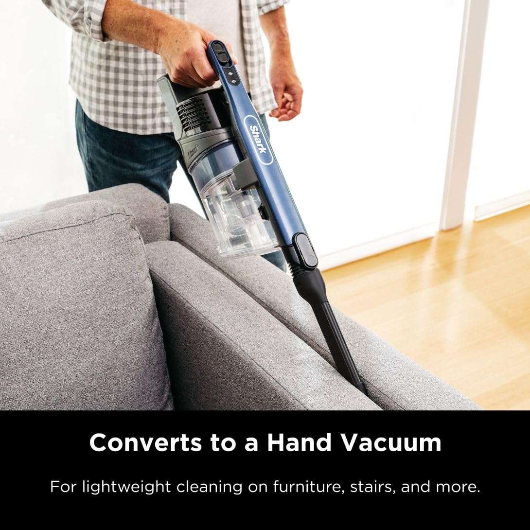 Shark IZ363HT Anti-Allergen Pet Power Cordless Stick Vacuum with PowerFins Technology and Removable Handheld, Blue (Renewed)