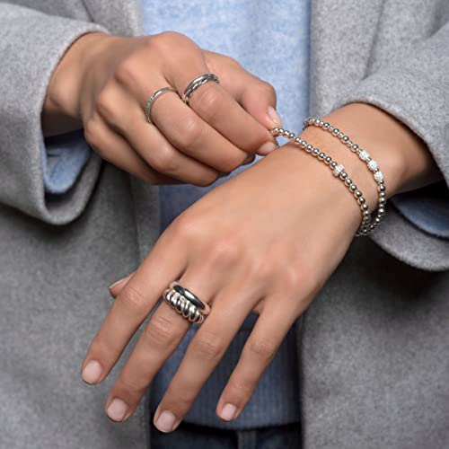Silpada 'a Threefold of Beads' Cubic Zirconia Stretch Bracelet in Sterling Silver, 6 3/4"