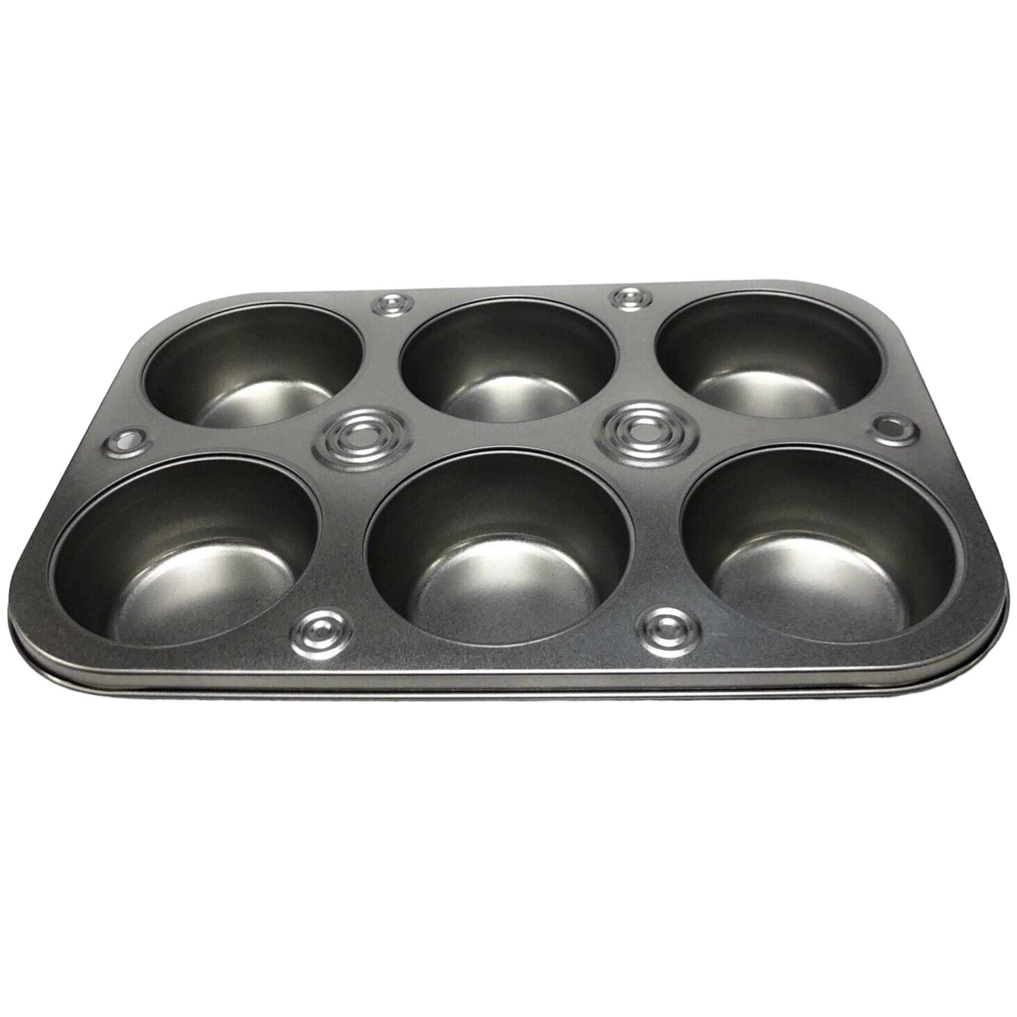 Stainless Steel Muffin Pan Tin for Baking, 6-Cup Metal Cupcake Pan Tray, Non-toxic & Healthy, Oven & Dishwasher Safe