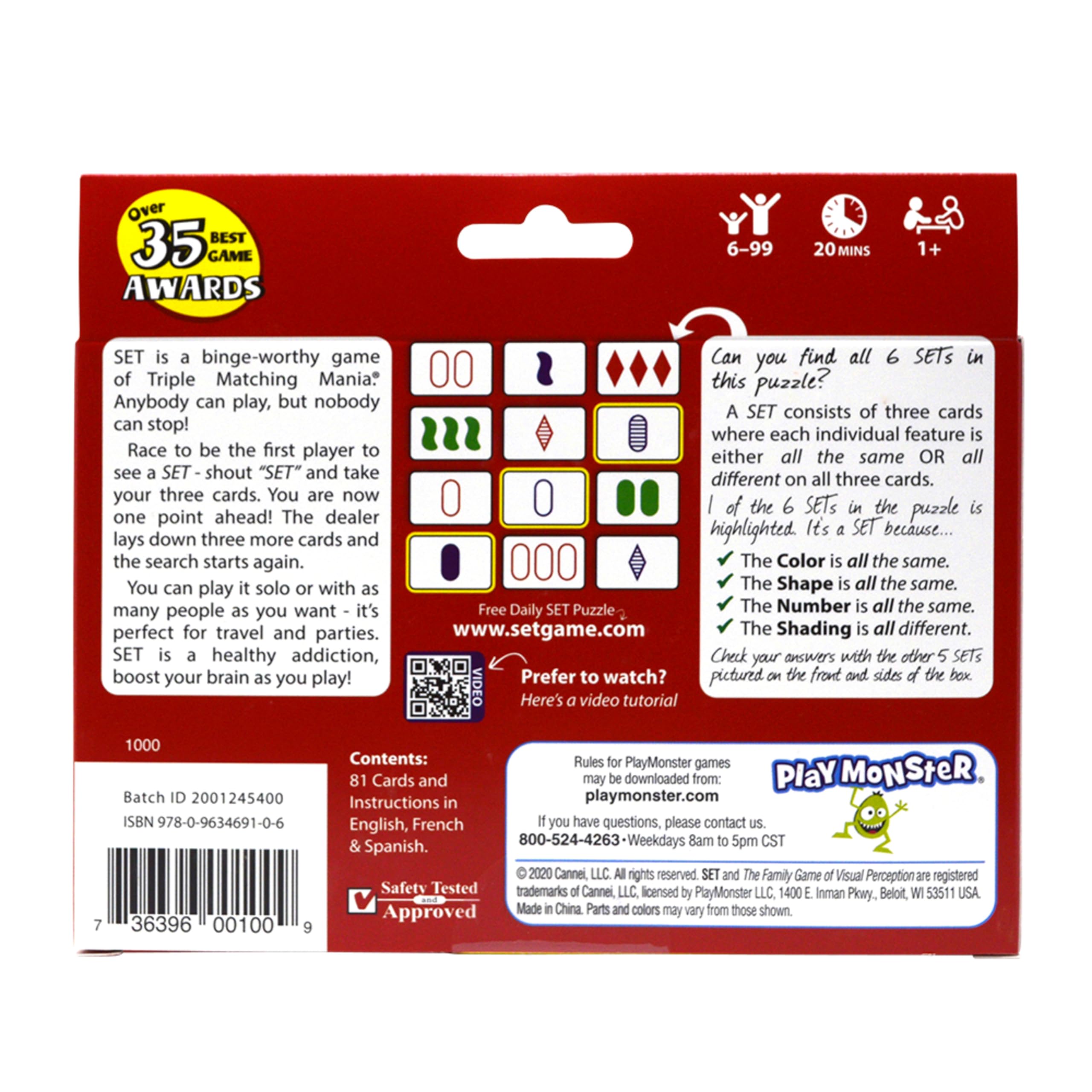 SET Enterprises SET - The Family Card Game of Visual Perception - Race to Find The Matches, For Ages 8+,81 Cards, Rules included