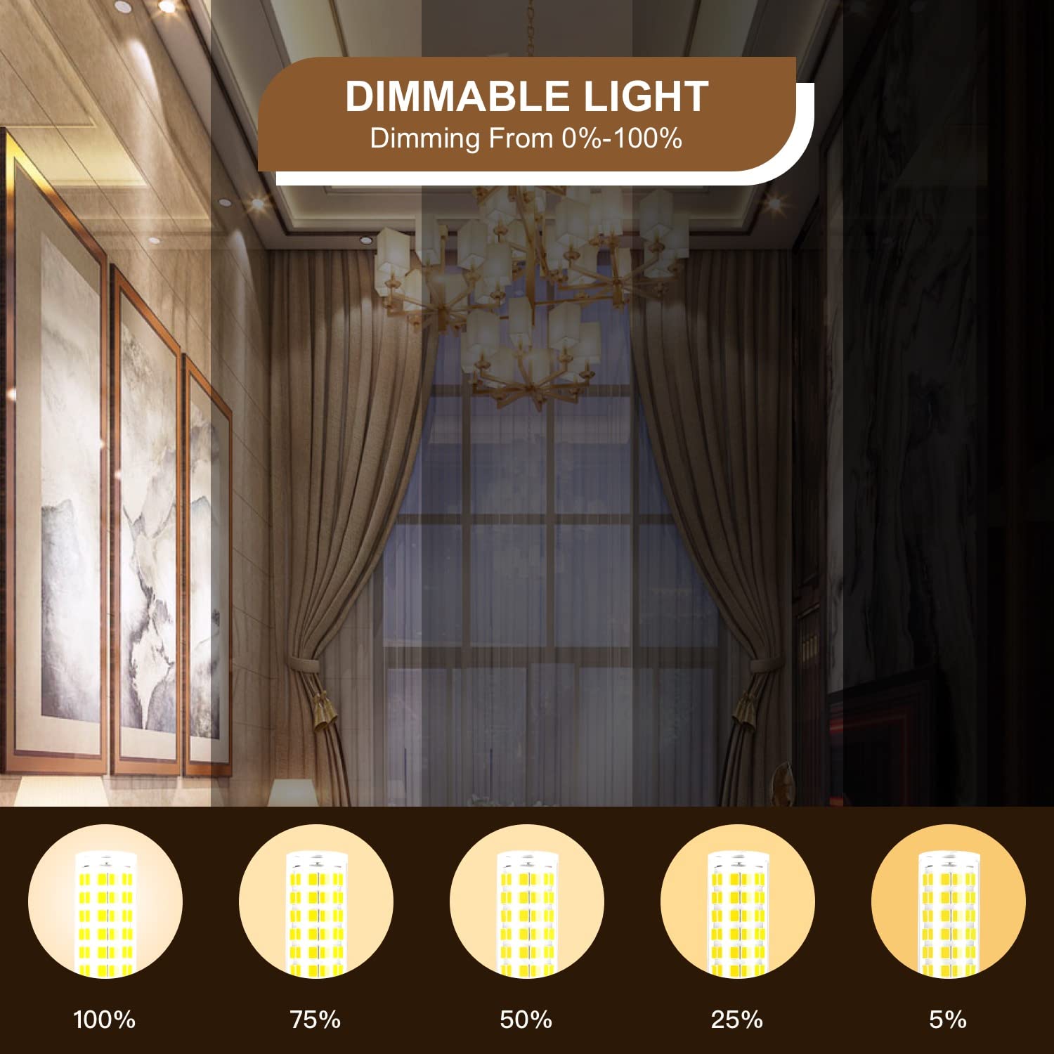 WNJACO G9 LED Bulb 4.5W Equivalent to 50W 60W G9 Bi-pin Base LED Light Bulbs Dimmable Daylight White 2700K 360° Beam Angle No-Flicker AC120V CRI>82 Dimmable Warm White(5 Pack)