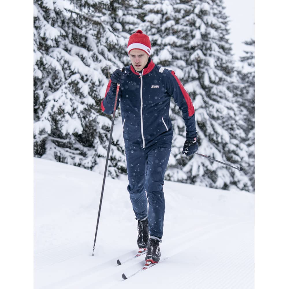 Swix Men's Standard Infinity Windproof Water-Resistant All-Round Cross-Country Ski Jacket, Dark Navy Red, Small