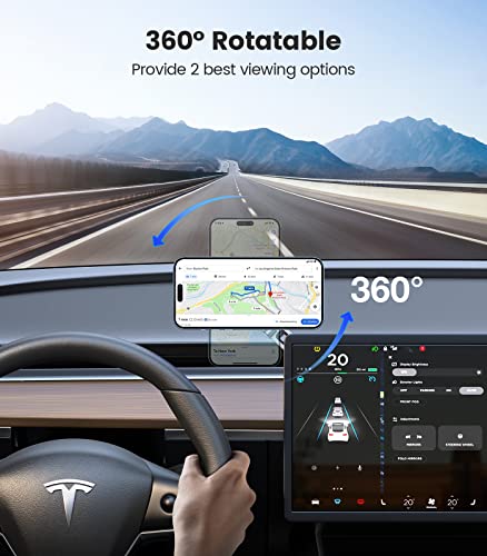 VICSEED Tesla Phone Mount【Strongest Magnet Power】Foldable Hidden Tesla Phone Holder Fit for All Phone, Tesla Model 3 Model Y for MagSafe Car Mount, Tesla Model Y Accessories, Tesla Model 3 Accessories