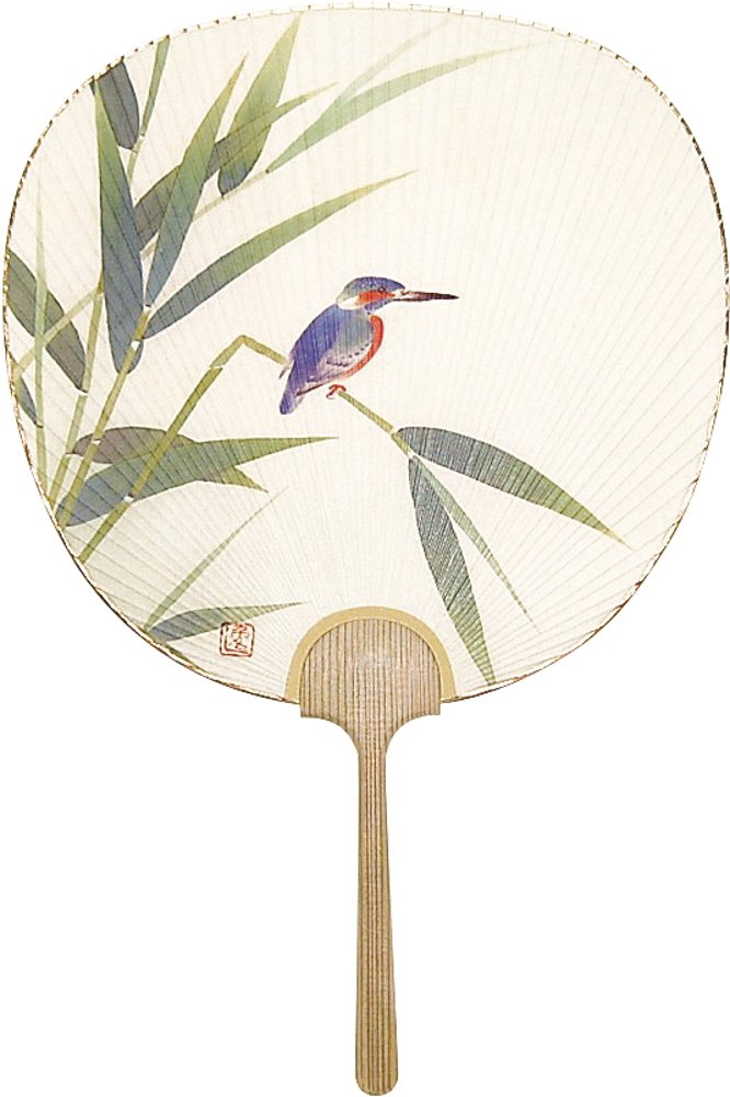 Shiomi Fan 1365 Flower and Bird (Kingfisher) 11.0 x 16.5 inches (28 x 42 cm)