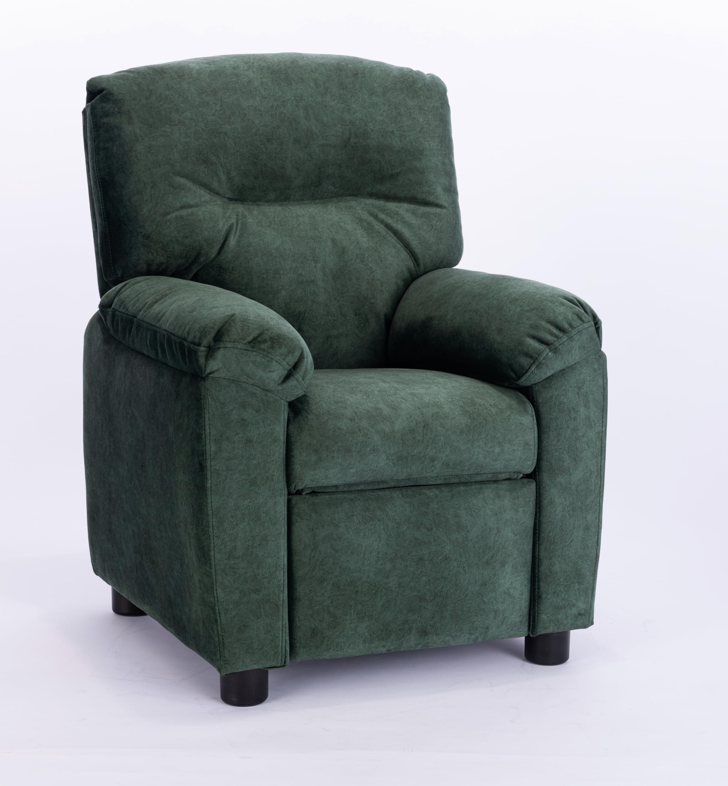 Q-Max Modern Sofa Chair with Pillow Top Armrest and Footrest, Green Finish Children Recliner