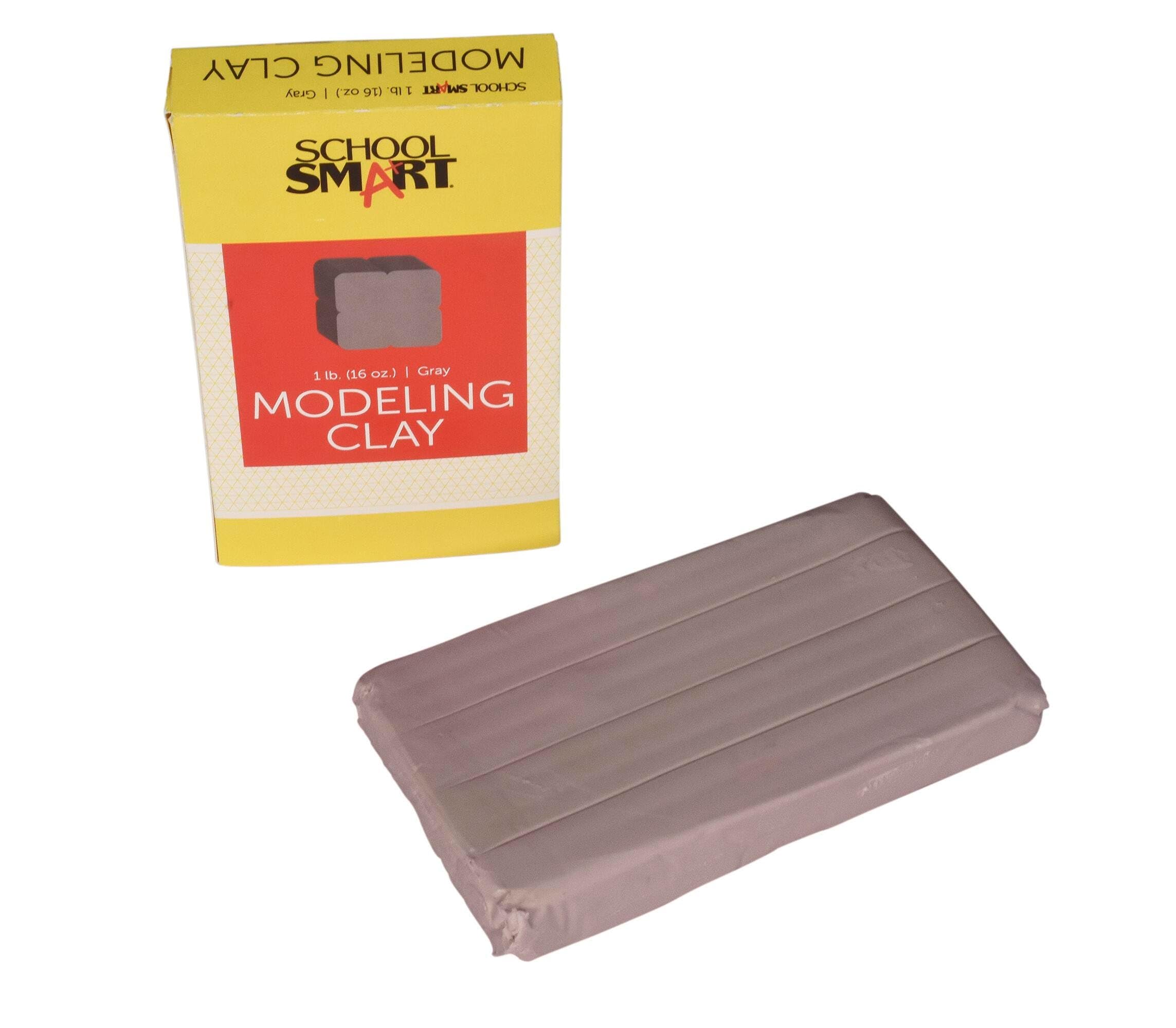 School Smart Modeling Clay for School and Home Use, Permanently Soft Design, 1 Pound, Gray Color