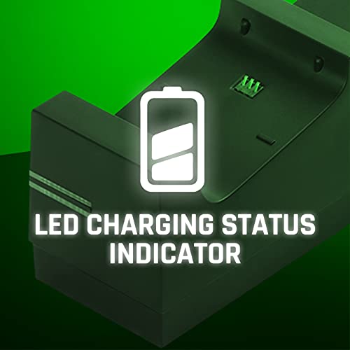 Snakebyte Xbox One Twin:Charge X - Charging Station for Xbox One and Xbox One Elite Controller - Includes 2 Rechargeable Batteries - LED Charging Indicator - Overcharge Protection – USB-C