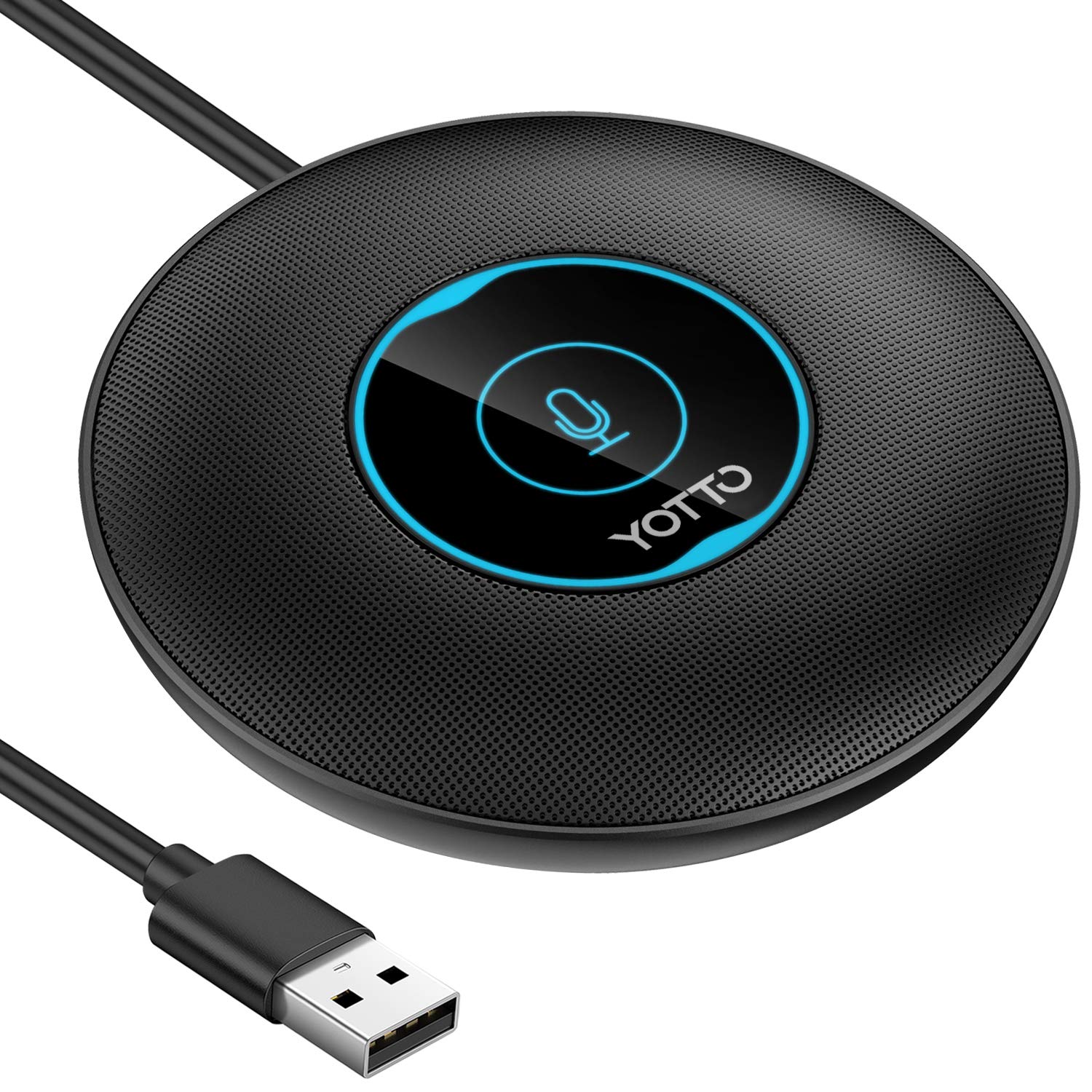 YOTTO USB Conference Microphone for Computer, 360° Omnidirectional Condenser PC Mic with Mute Key, Plug & Play for Video Conference, Recording, Skype, Online Class, VoIP Calls, Chatting