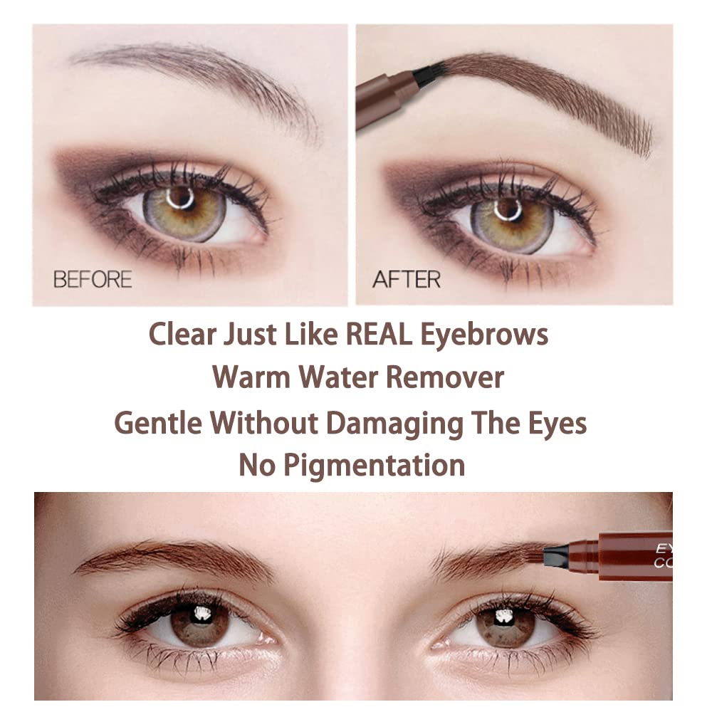 Upgrade Tattoo Eyebrow Pen, Waterproof Microblading Brow Pencil, 24 Hours Long Lasting, Smudge-proof, Natural Looking (2# Dark Brown)