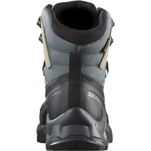 Salomon Women's QUEST ELEMENT GORE-TEX Leather Hiking Boots for Women, Ebony / Rainy Day / Stormy Weather, 8