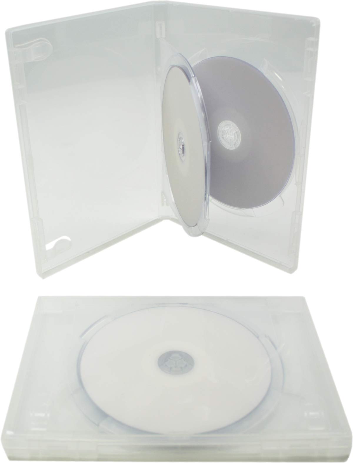 Square Deal Online - DV2R14CLWT - DVD Cases - 2 Disc - 14mm - with Hinged Tray and Wrap Around Sleeve - Clear (25-Pack)