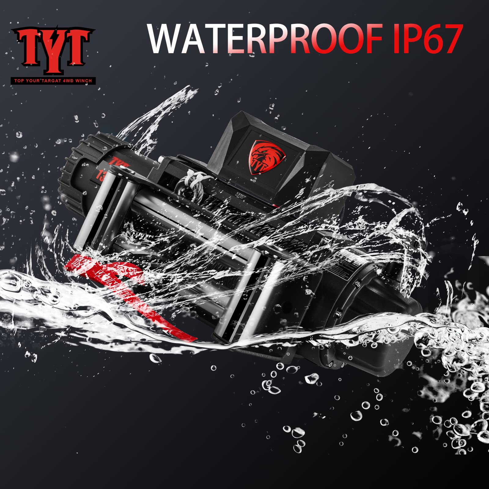 TYT T1 Series Winch 13000 lb. Advanced Load Capacity Electric Winch,12V Waterproof IP67 Electric Winch with Hawse Fairlead, Steel Cable Truck Winch with Wireless Handheld Remote and Wired Handle…