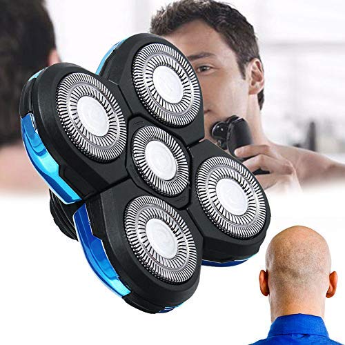 Shaver Blade Heads for 5 Heads Razor Blade Heads, Electric Razor Head Replacement Blades Beard Cutter Easy Install for Head and Face (Blue)