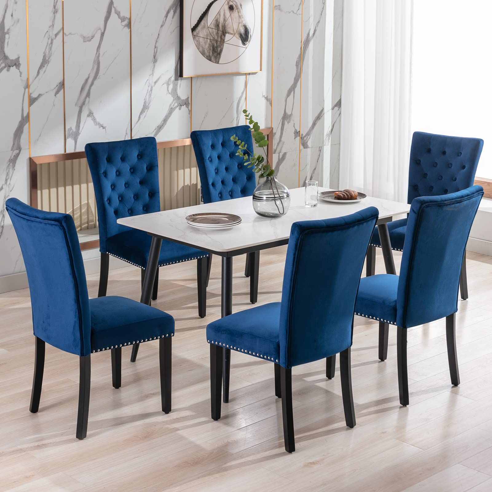 Restworld Linen Fabric Dining Chair, Modern Tufted Solid Wood Padded Parsons Chair for Dining Room Set of 4 (Beige-2, Set of 4)