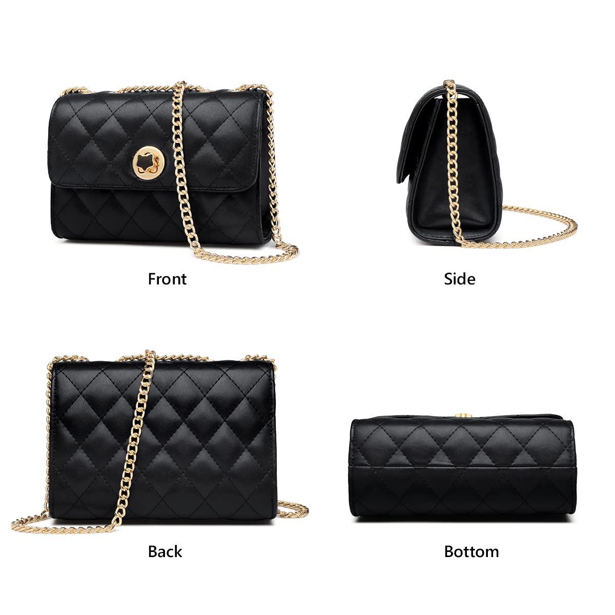 Women Leather Crossbody Satchel Bag Small Tote Shoulder Handbags Quilted Bag (black1)