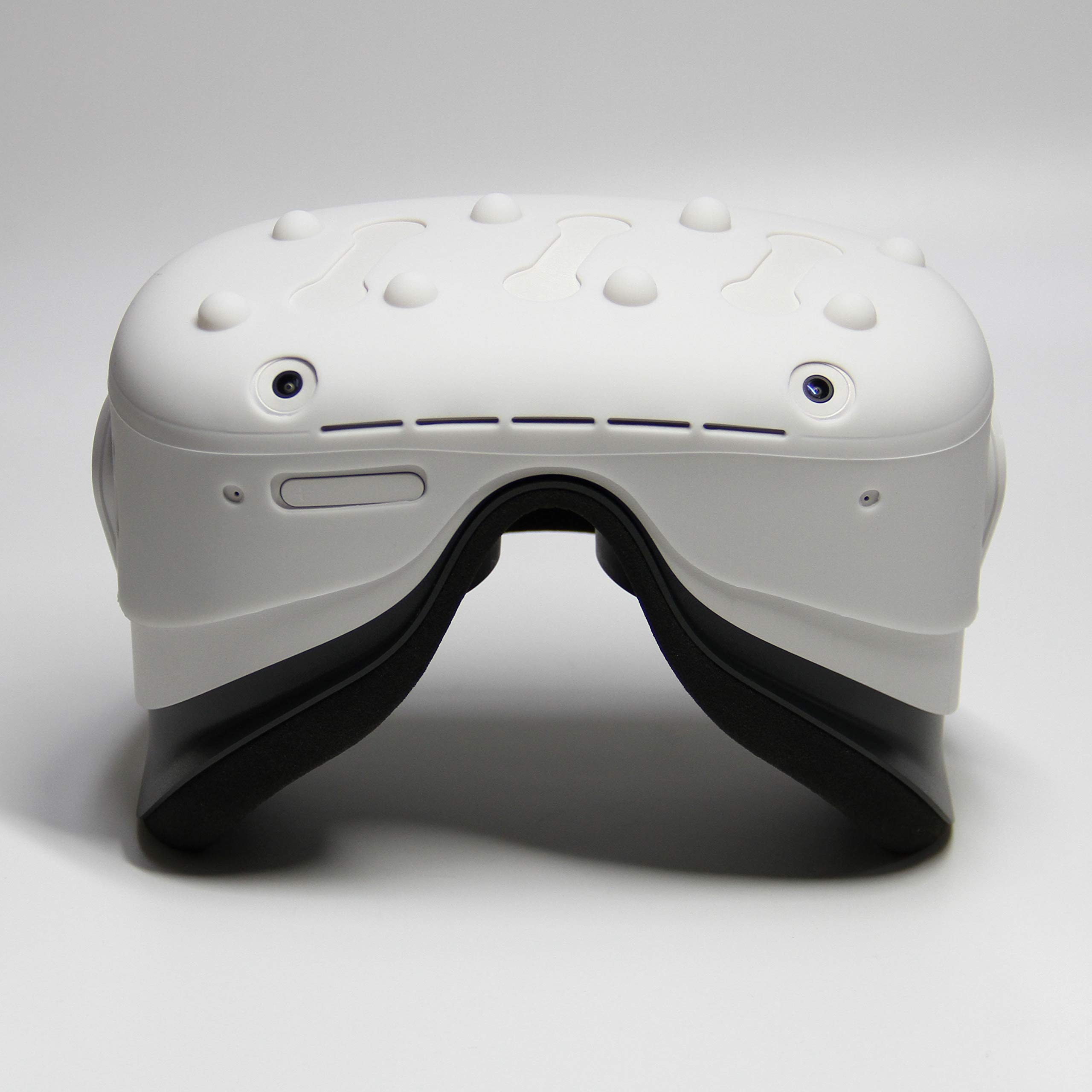 VRbrother Silicone Cover Mask VR Headset Cover Compatible for Oculus Quest 2 Protective Sleeve(Polka dot-White)