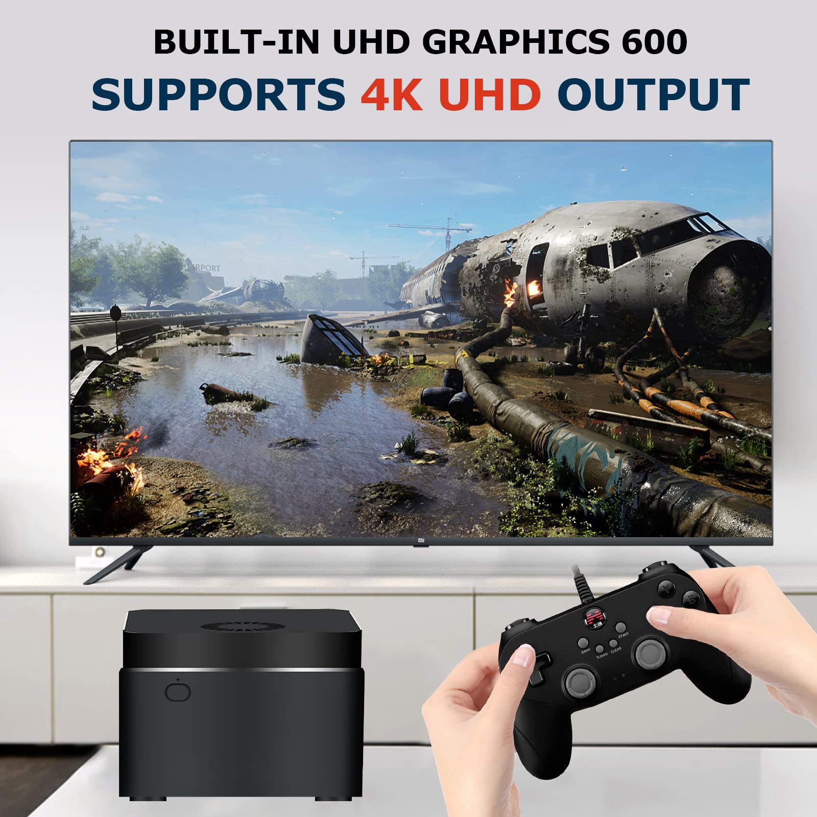 Super Console X PC Mini Video Game Console with 120000+ Games, Windows 11 Pro&Batocera 33 Systems 2 in 1, Intel Celeron J4125 chip, 4K UHD Output, 2.4G + 5G, 2 Beton Gamepads