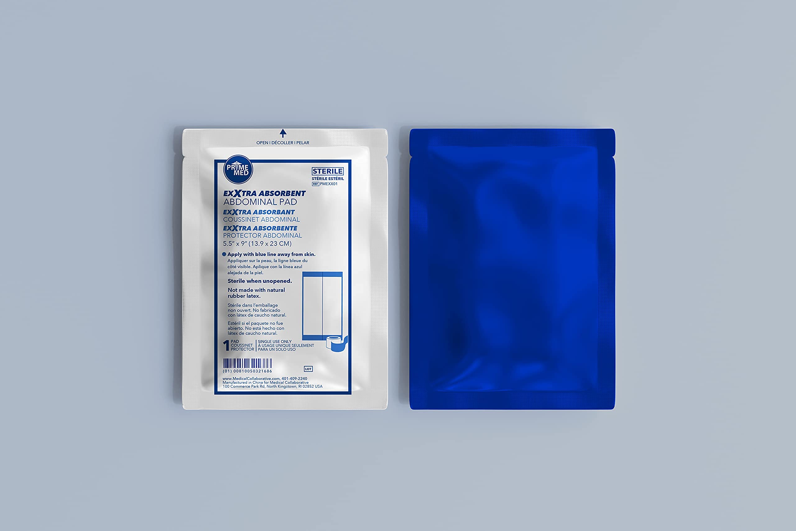 Sterile Abdominal Pad 5 inch x 9 inch Combination Pads, 25 Pack of ABD Pads