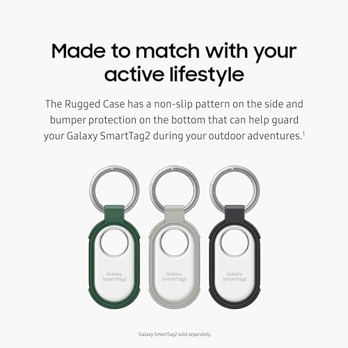 SAMSUNG Galaxy SmartTag2 Rugged Case, GPS Tracker Holder, Tracking Device Protective Cover with Key Ring, Non-Slip Pattern on Side, Bumper Protection on Bottom, EF-RT560TJEGUS, Gray