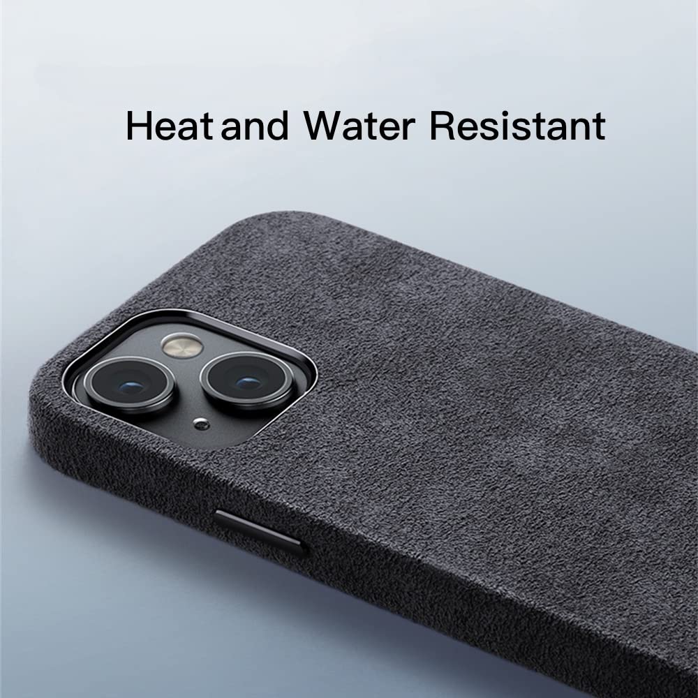 PJCOLL Alcantara Suede Case for iPhone 13 Pro and Pro Max, Mag-Safe Wireless Charging Compatible, Non-Slip, Shock-Proof, Water and Heat Resistant Premium Case (iPhone 13 Pro, Baby Blue)