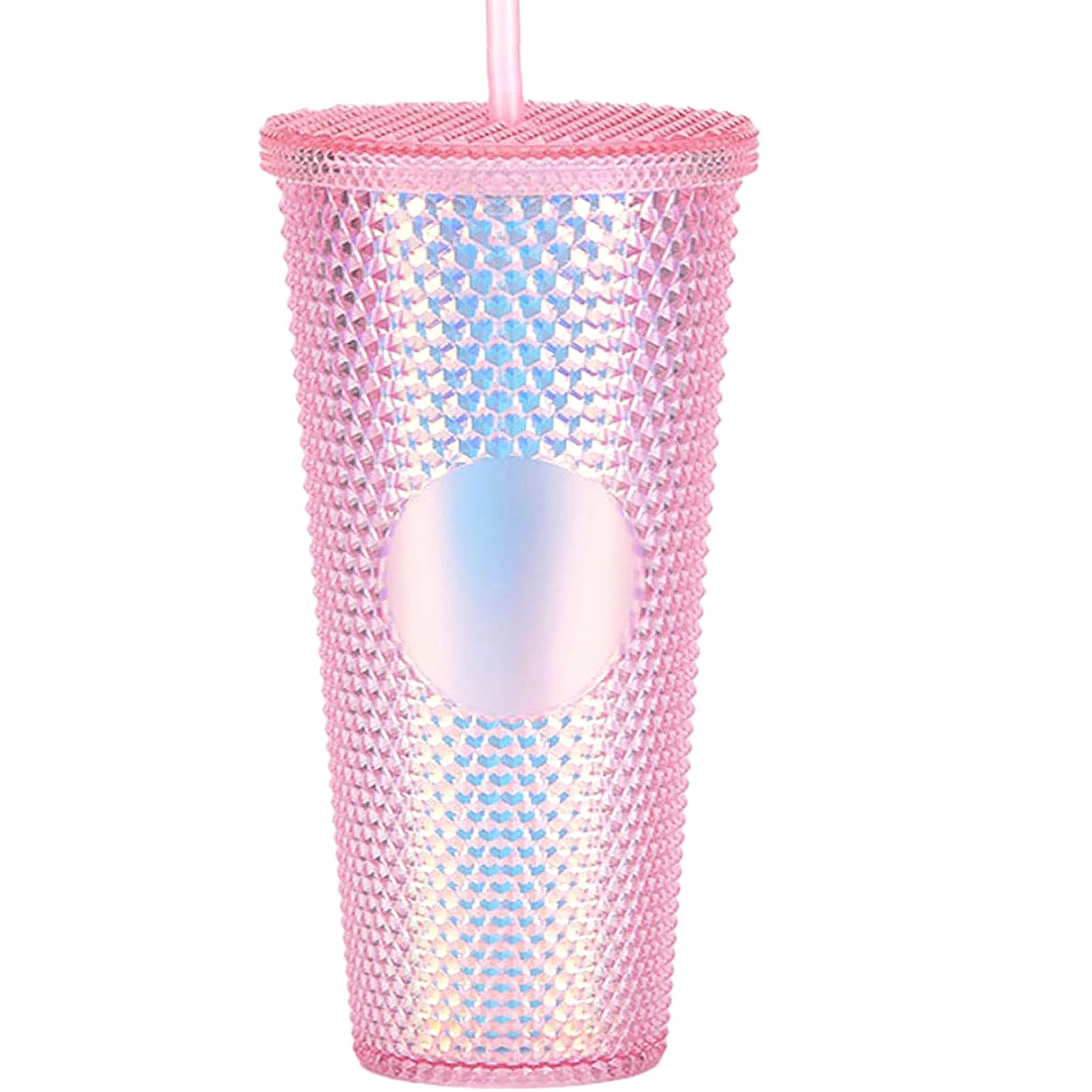 Studded Tumbler With Straw Tumblers With Lids And Straws Pink Tumbler With Straw Textured Cup BPA-Free Double-Wall Plastic Tumblers for Iced Coffee Cold Drinks or Water 24 Oz