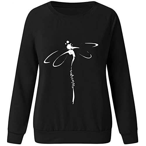 Women Casual Loose Fit Pullover Fashion Christmas Print Long Sleeve Top Winter Comfy Lightweight Ladies Sweatshirt