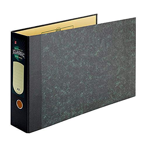 Rexel A3 Oblong Lever Arch File, Black/Green, 80mm Spine Width, Classic 70, Pack of 2, Free Spare Spine Labels, 26435EAST