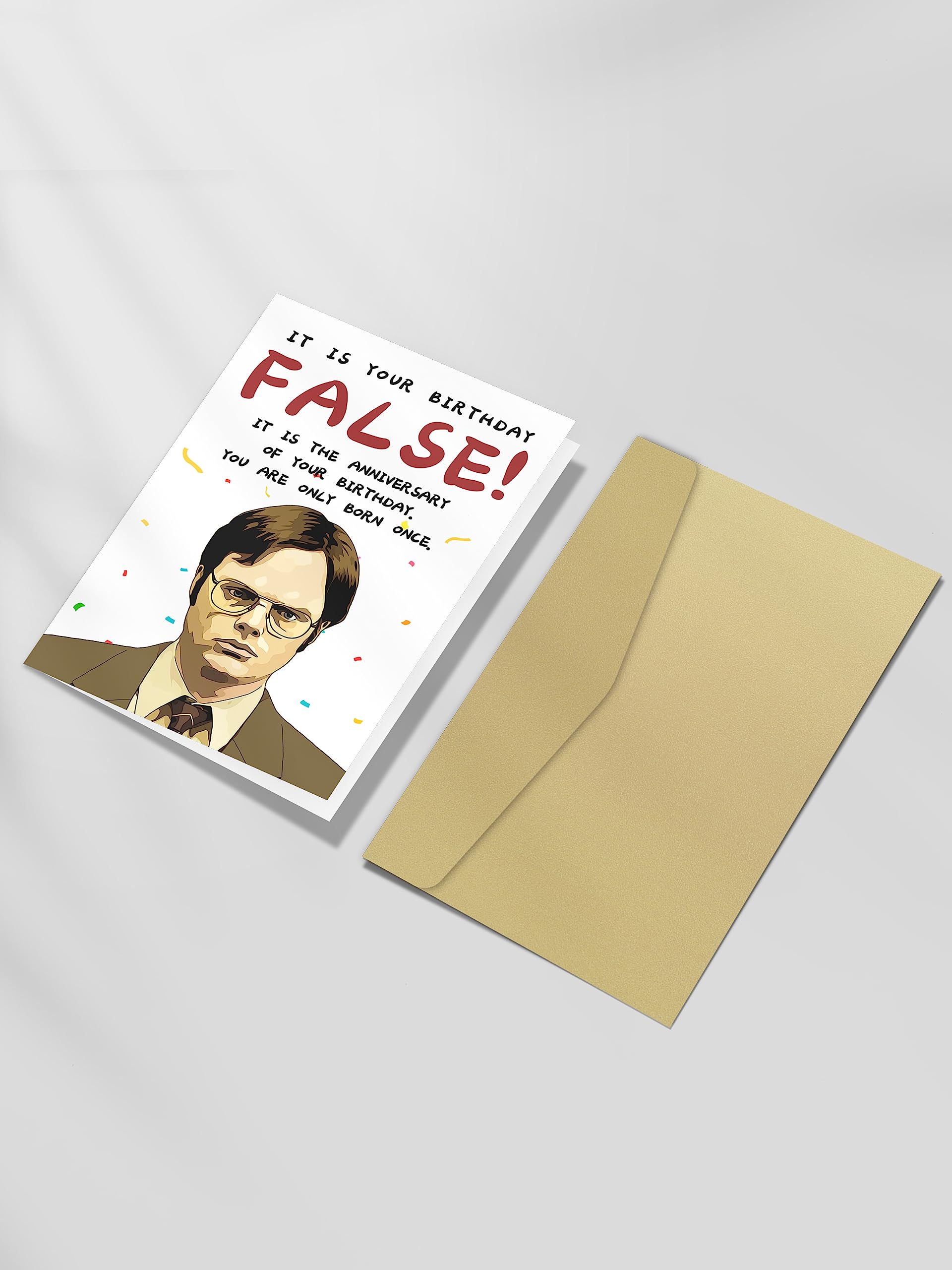 Qiyepbro Dwight Schrute Office Birthday Card for Men