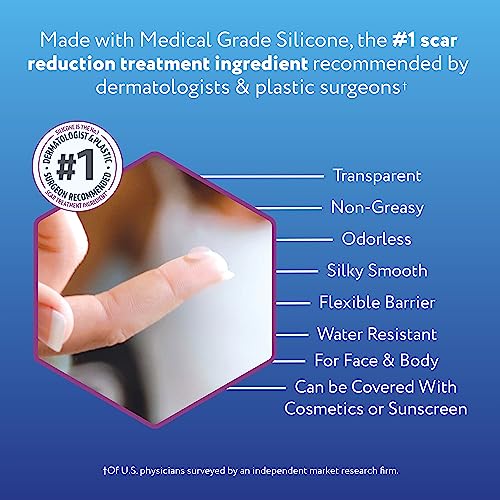 ScarAway Silicone Scar Gel, Helps Improve Size, Color & Texture of Hypertrophic & Keloid Scars from Injury, Burns & Surgery, Water Resistant, 10g (0.35 Oz)